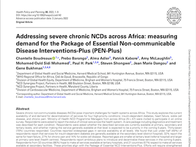 Addressing severe chronic NCDs across Africa: measuring demand for PEN ...
