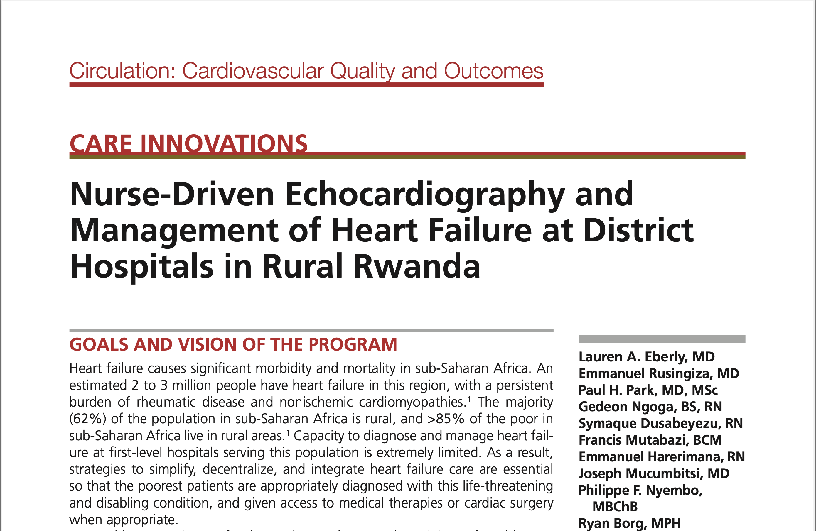 Nurse-Driven Echocardiography and Management of Heart Failure at ...