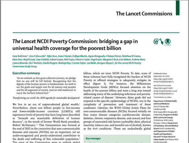 The Lancet NCDI Poverty Commission: bridging a gap in universal health ...