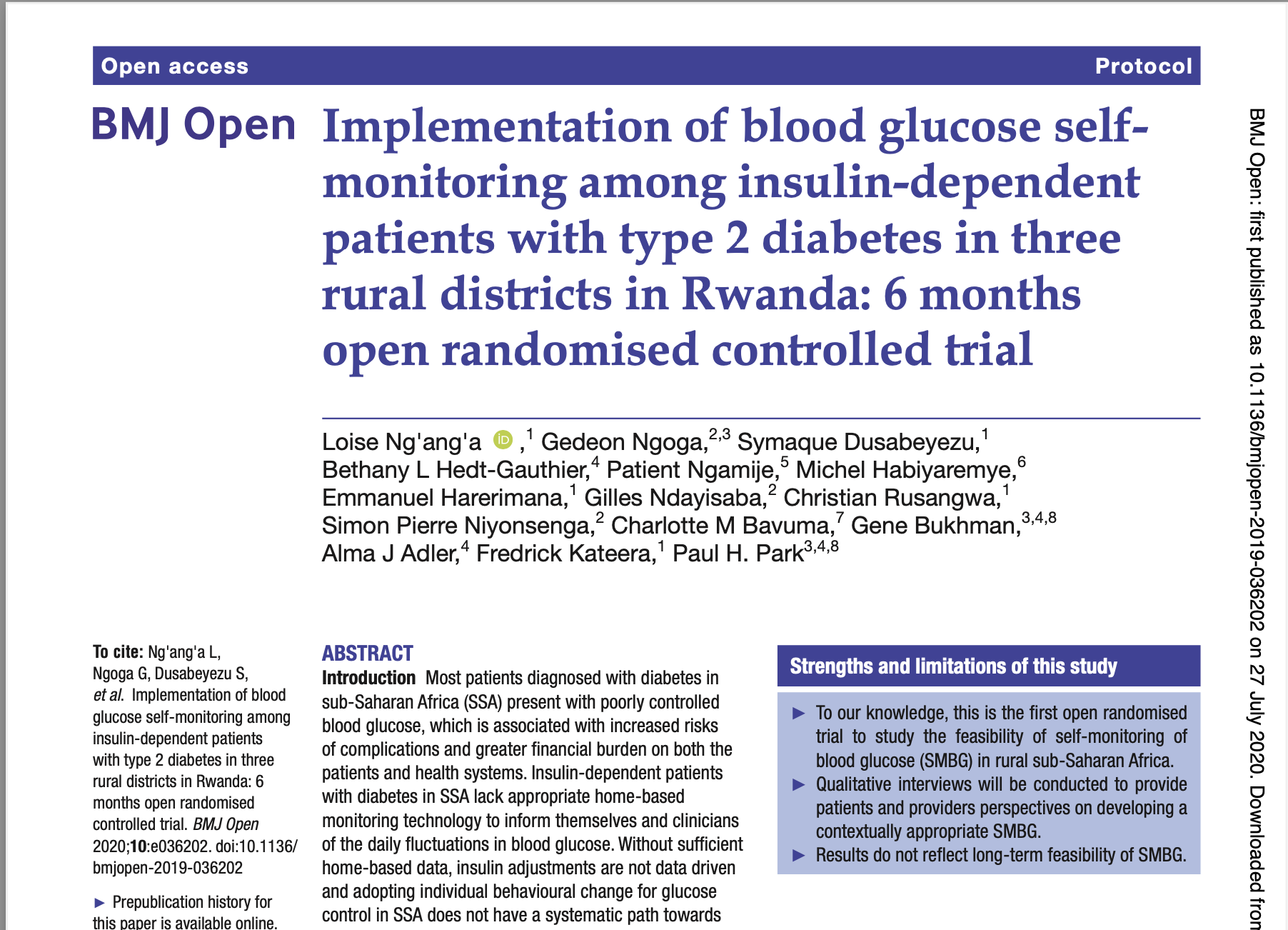 Implementation of blood glucose self- monitoring among insulin ...