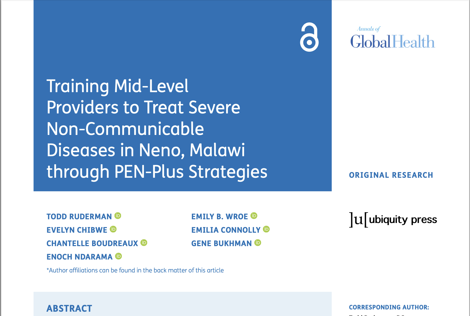 Training Mid-Level Providers to Treat Severe Non-Communicable Diseases ...