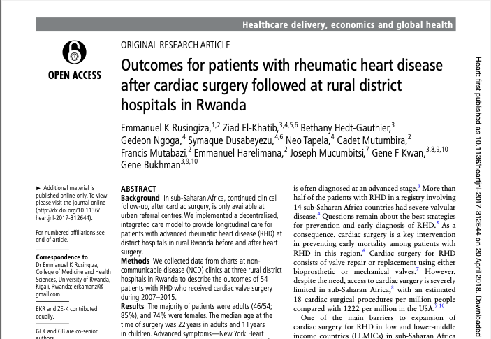 Outcomes For Patients With Rheumatic Heart Disease After Cardiac Surgery Followed At Rural